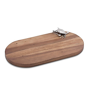 Vagabond House Barware Blue Crab on Wood Bar/Cheese Board 16.5 inch x 9 inch .75 inch Thick