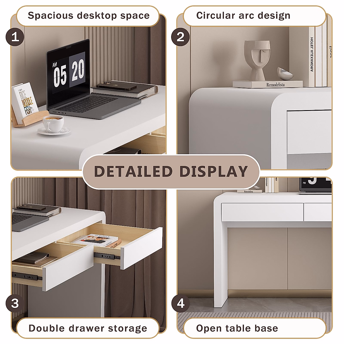 Dongge White Computer and Gaming Desk with Drawers.Home Office desks for Bedroom.Wooden Kids' Writing Table.Three-Layer Lacquered Thick Wooden Board Work Desk That can be Used as a Vanity(Z-101)