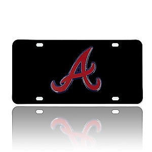 New Brand 1 Pack Aluminum Alloy License Plate for Braves with 3D Emblem（4 Holes）