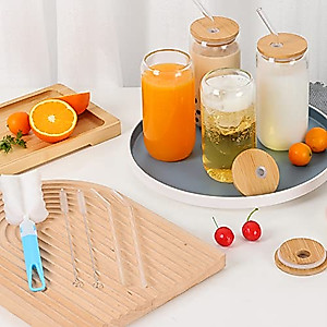 Woisut Glass Cups with Lids and Straws 4pcs Set - 16oz Drinking Glasses, Beer Glasses, Iced Coffee Cups, Cute Glass Tumbler for Smoothie, Milk Tea, Whiskey, Gifts for Women Men