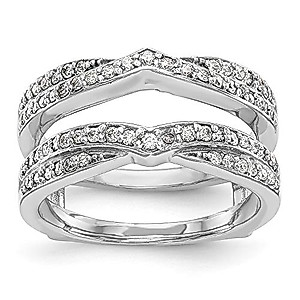 Solid 14K White Gold Engagement Wedding Ring Diamond Guard Size 7 (.498 cttw.)
