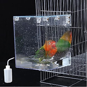 Bath Cage, Cleaning Pet Supplies Cockatiel Bird Bathtub with Water Injector for Small and Medium Birds Parrots Spacious Parakeets Portable Shower for Square Birdcage