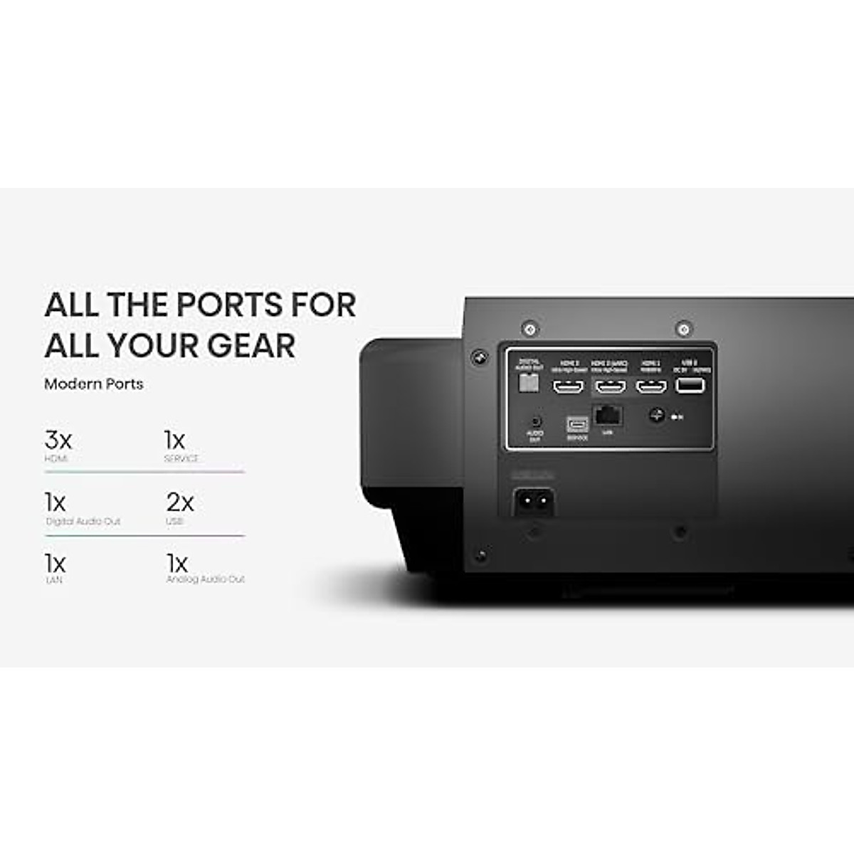 Hisense PX2-PRO Trichroma Ultra Short Throw Home Theater Projector, 90"-130", 4K UHD, Dolby Vision & Atmos, HDR10, 2400 ANSI Lumens, Google TV, Netflix