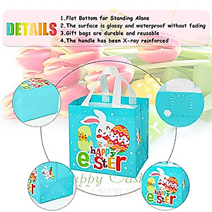 SULOLI Easter Gift Bags, Easter Non-Woven Grocery Shopping Bags With Handles for Holiday Party(8 Pack)