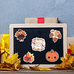 Cobee 100 Pieces Thanksgiving Sticker Decals,Aesthetic Fall Stickers Pumpkin Autumn Decals Cute Turkey Stickers Funny Vinyl Waterproof Stickers for Laptop Water Bottle Envelopes Party Favor