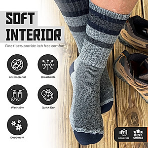Ultra Dry Wool Socks - 6 Pack Merino Wool Hiking Socks for Men, Thermal Socks Med-Thick Hiking Boot Socks Moisture Wicking Warm Socks