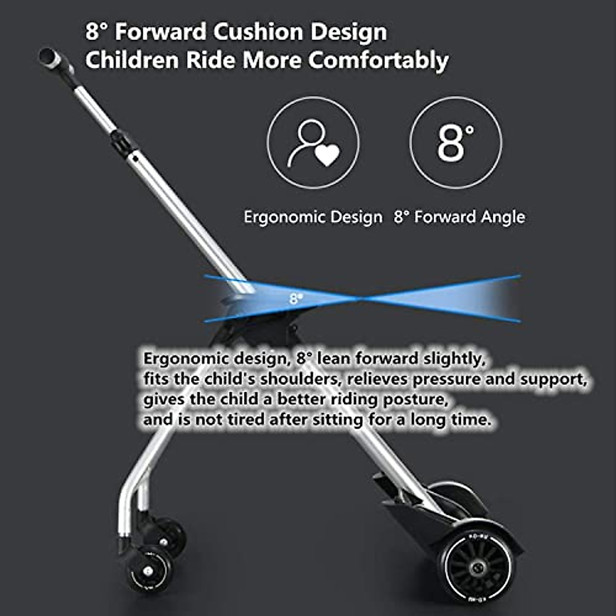 khukam Children's Ride-On Suitcase, Kids Luggage Set, Fashion Travel Suitcase, Student Trolley Boarding Suitcase, Toy Box, 2-in-1 Trolley Case & Baby Stroller, Black