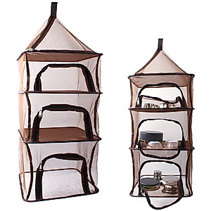 Desy & Feeci Camping Dry Net-4 Layer Outdoor Hanging Foldable Drying Rack, Camping Organizer Mesh Dryer Storage for Home Picnic BBQ Tableware/Dishes/Food/Vegetables/Fruit/Clothing