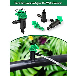 Kalolary 90 Pieces Drip Emitter, 3 Colors Garden Flag Irrigation Drippers in 3 Sizes, 1 GPH, 2 GPH, 4 GPH Per Hour for Trees and Shrubs Watering