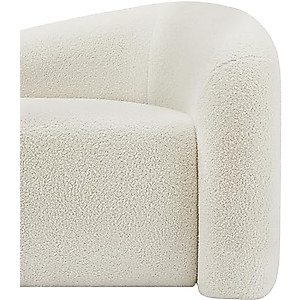 Meridian Furniture 186Cream-L Kali Collection Modern | Contemporary Loveseat with Soft Cream Faux Shearling Teddy Fabric, Curved Back, 62" W x 33" D x 27" H, Cream