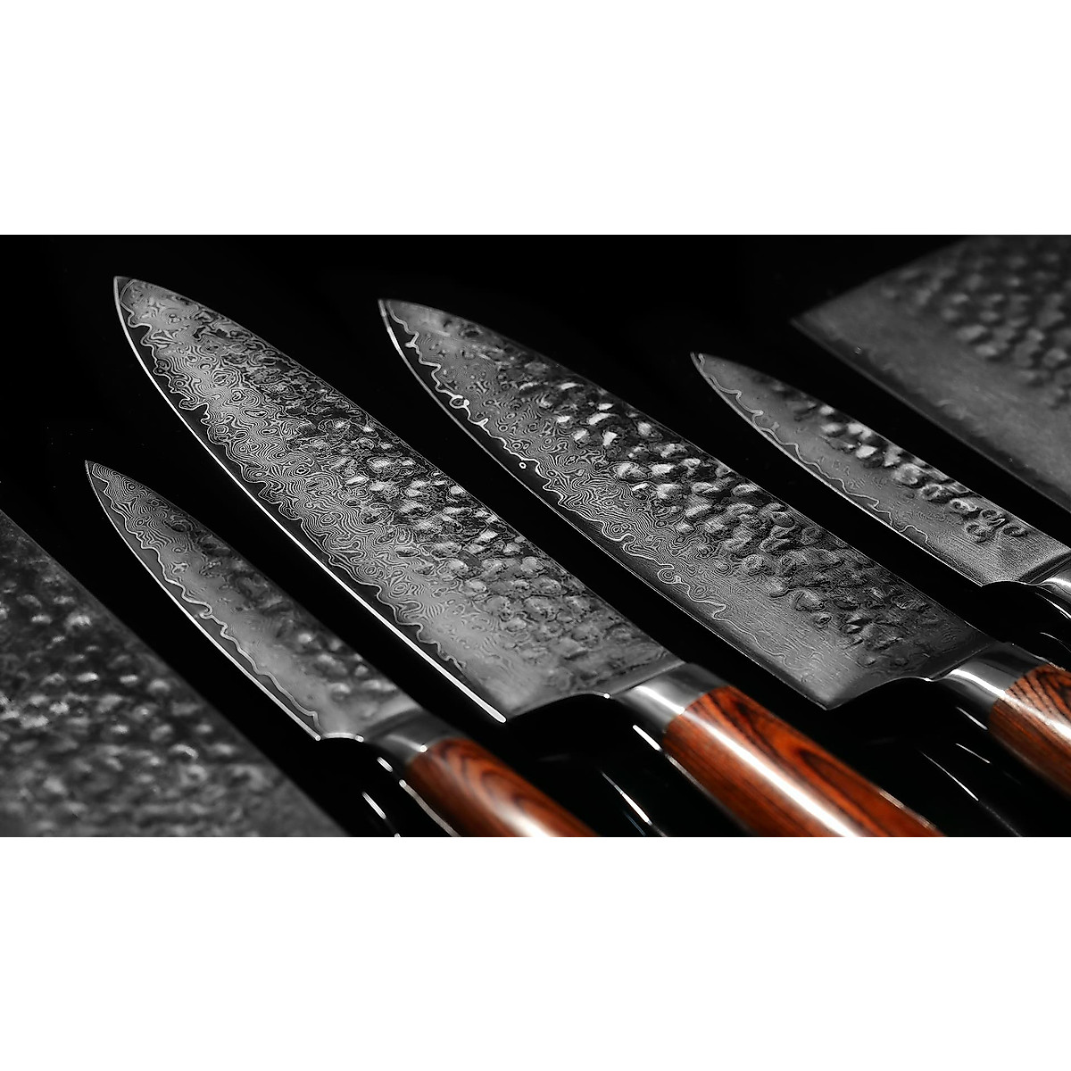 3 Piece Damascus Kitchen Knife Set - including Chef's Knife, Cleaver and Paring Knife