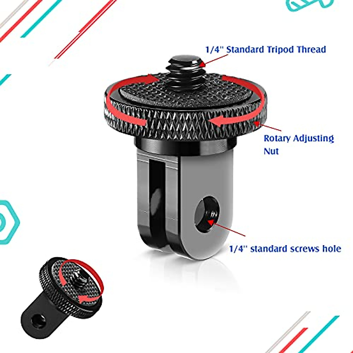 Frienda 4 Pieces Aluminum Camera Tripod Conversion Adapter 1/4-20 Conversion Adapter Metal Camera Mount Adapter for Tripod Compatible with GoPro Action Cameras and Other Standard 1/4 Accessories