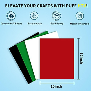 HTVRONT 3D Puff Vinyl Heat Transfer, 5Pcs 3D Puff Vinyl Sheets for T Shirts, Red Puff Heat Transfer Vinyl for Cricut & Cameo - Easy to Cut & Weed & Transfer (12 * 10in)