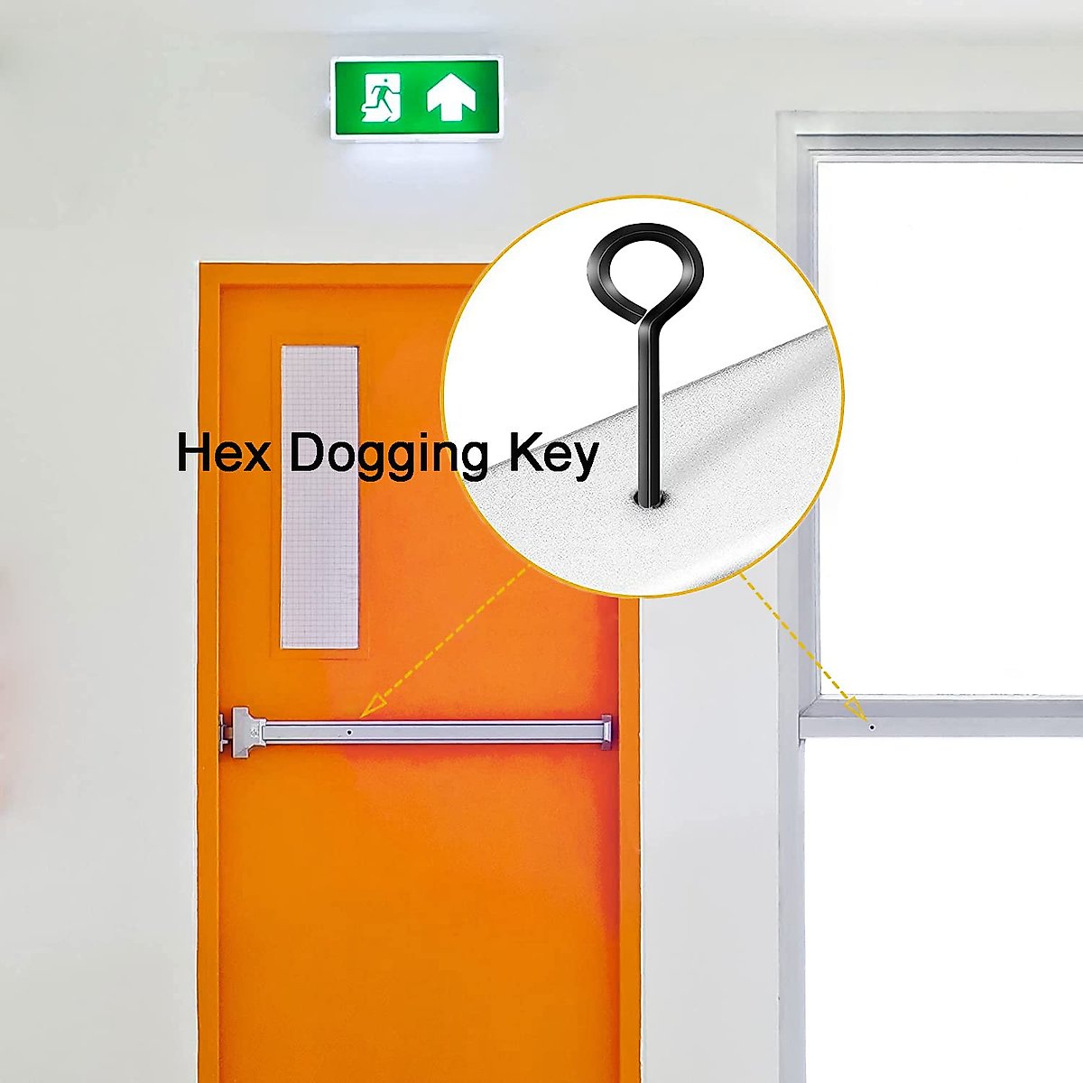 WOODGUILIN 1/8” Standard Hex Dogging Key with Full Loop, Key-Ring Style Dogging Key Set 1/8 Allen Wrench Key for Push Bar Door Panic Bars, Security Door Exit Devices,Solid Metal（10 Pack,1/8 black）