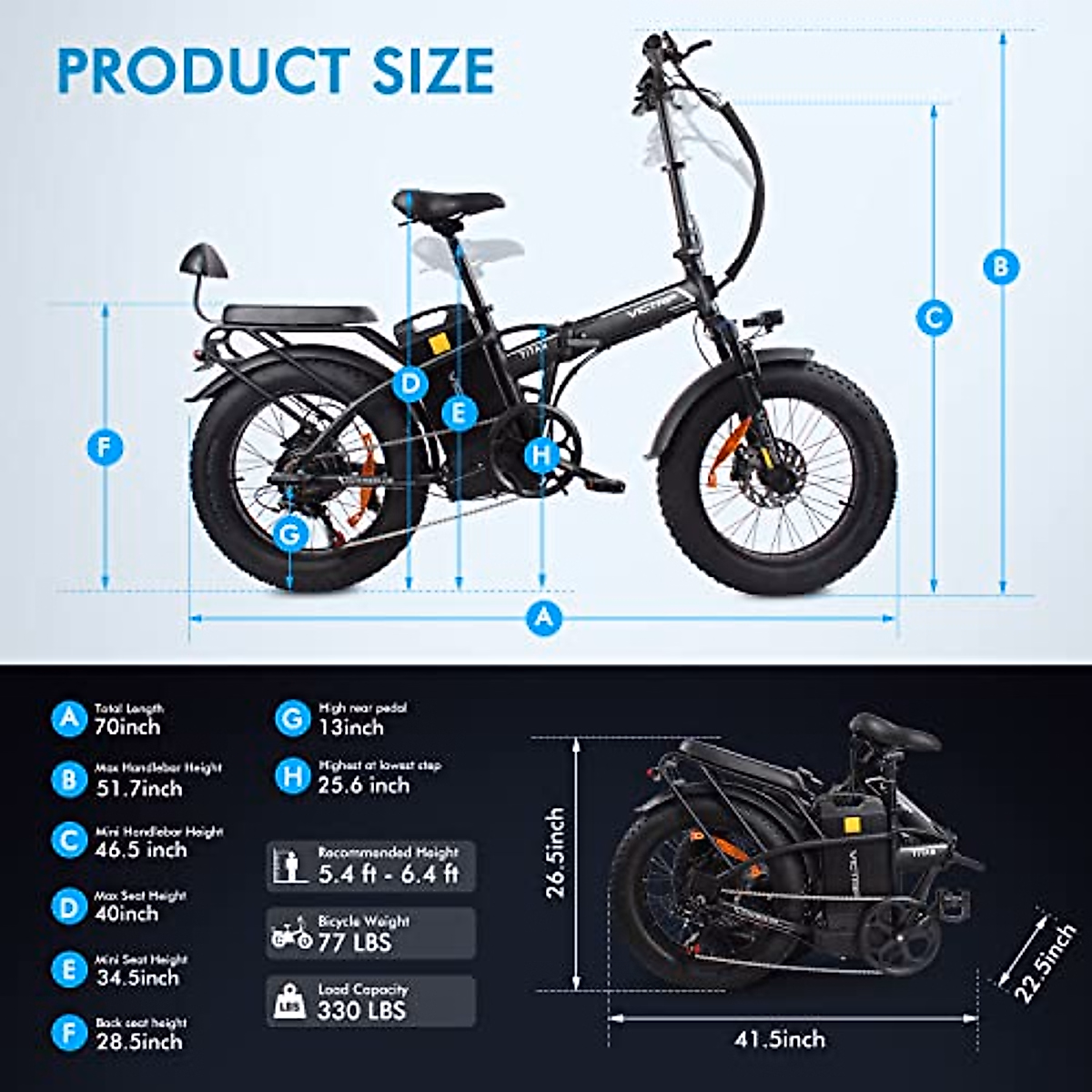 32Ah Large Battery 100 Miles Long Range 750W Folding Electric Bike for Adults Shimano 7-Speed Cruise Control Dual Shock Absorber Color Display Step-Thru Commuter Bike with 2 Seat UL Certified …