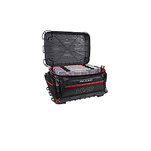 Plano Tackle Storage, KVD Signature Series 3700 Size Tackle Bag, Includes 5 Stowaway Tackle Storage Boxes, No-Slip Molded Bottom Design, Premium Tackle Storage, Black/Grey/Red (PLAB37700)