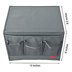 DuomiW Bedside Storage Organizer, Bedside Caddy, Table Cabinet Storage Organizer, TV Remote Control, Phones, Magazines, Tablets, Accessories (Grey)