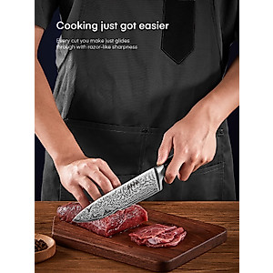Knife Set, D.Perlla 14 Pieces Kitchen Knife Set with Built-in Sharpener, Stainless Steel Knives Block Set with Unique Waved Pattern, Non-slip Handle, Black