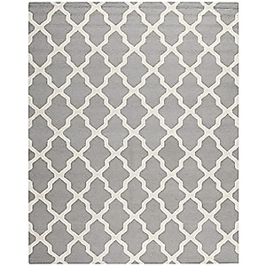SAFAVIEH Cambridge Collection 8' x 10' Silver / Ivory CAM121D Handmade Trellis Premium Wool Area Rug