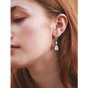 Deerllia Drop Dangle Earrings for Women, Pear Cut Cubic Zirconia Long Teardrop Wedding Bridal Earrings, Silver Gold Plated Copper Brass Micro CZ Jewelry Gifts