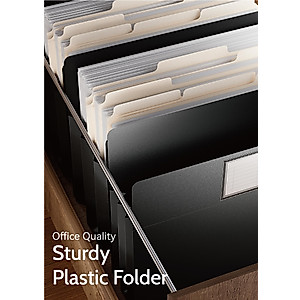SortRax Plastic Expanding File Pockets, 6" Expansion Accordion Folder, Letter Size, 10 Pack - Matte Black