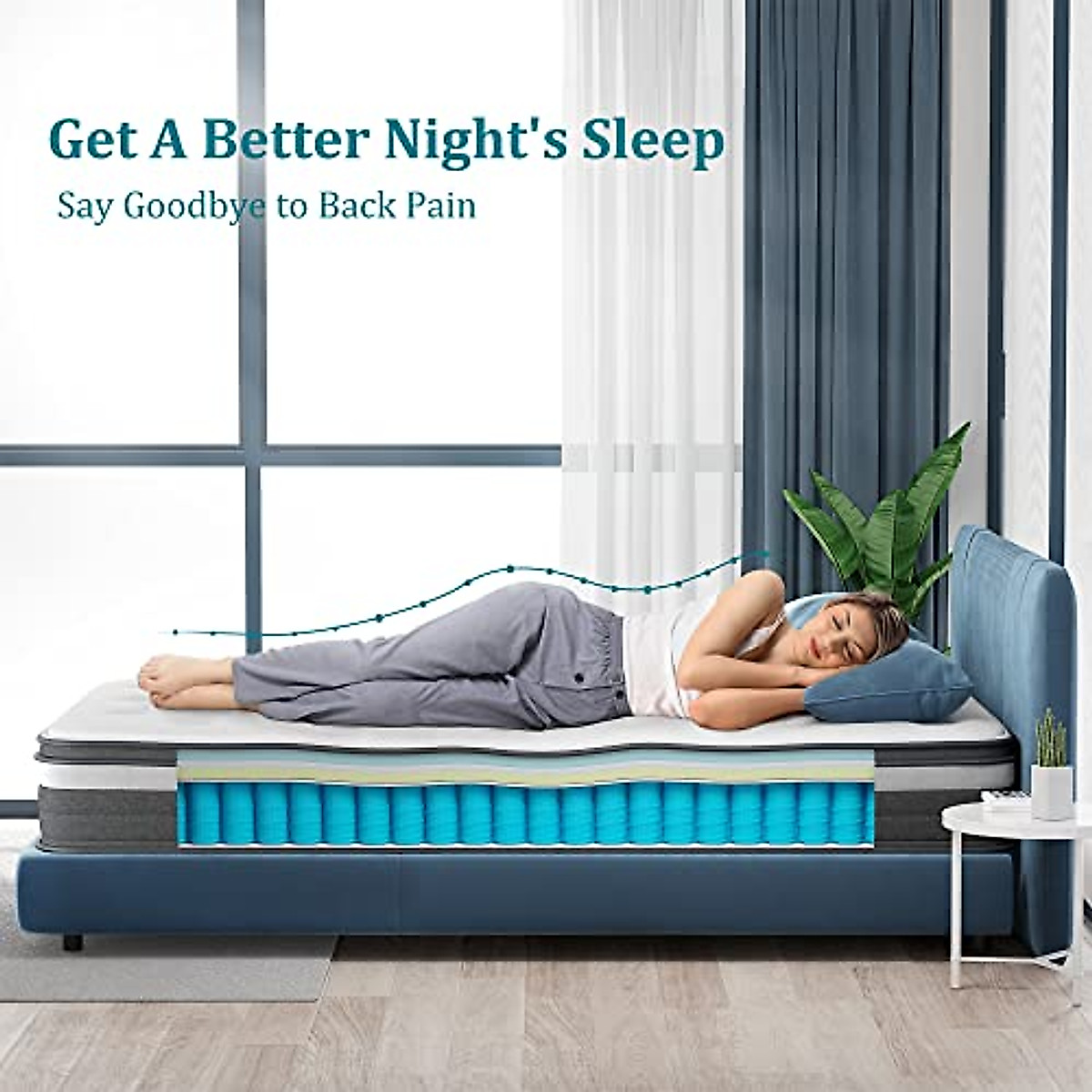 TeQsli Queen Mattress, 12 Inch Gel Memory Foam Mattress with Innerspring Hybrid Mattress in a Box Pressure Relief & Supportive Queen Size Mattress CertiPUR-US Certified 100-Night Trial 10-Year Support