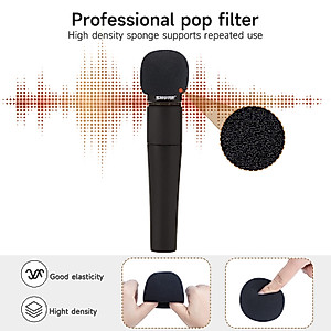 Shure SM57 Pop Filter Mic Foam Cover - SM57 Windscreen Wind Cover Compatible with Shure SM57-LC Microphone Black Noise Cancellation Windsock Cover 2 Pack by WIBOND