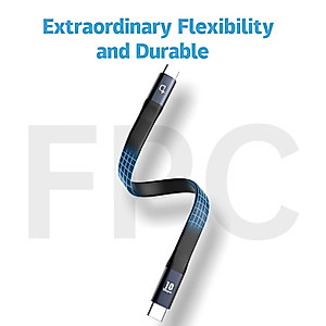 DOCKCASE Short USB C to USB C Cable (0.72ft), 3.1 Gen 2 10Gbps 100W 4K Video Data Transfer Charging Cable for Samsung Galaxy S8, S9, S10,T5 LaCie SSD, MacBook Pro, iPad Pro, and More