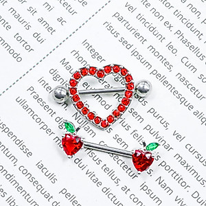 FLOGWE 2Pairs 14G Heart Nipple Ring 316L Surgical Steel Nipple barbells Heart CZ Nipple barbell Ring Body Piercing Jewelry for Women…