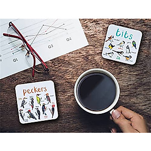 Set of 6 Bird Pun Coasters, 2023 New Square Drinks Coaster, Thicken Funny Bird Coasters Suitable for Home Kitchen Bar Table Decorations, Gifts for Bird Lovers