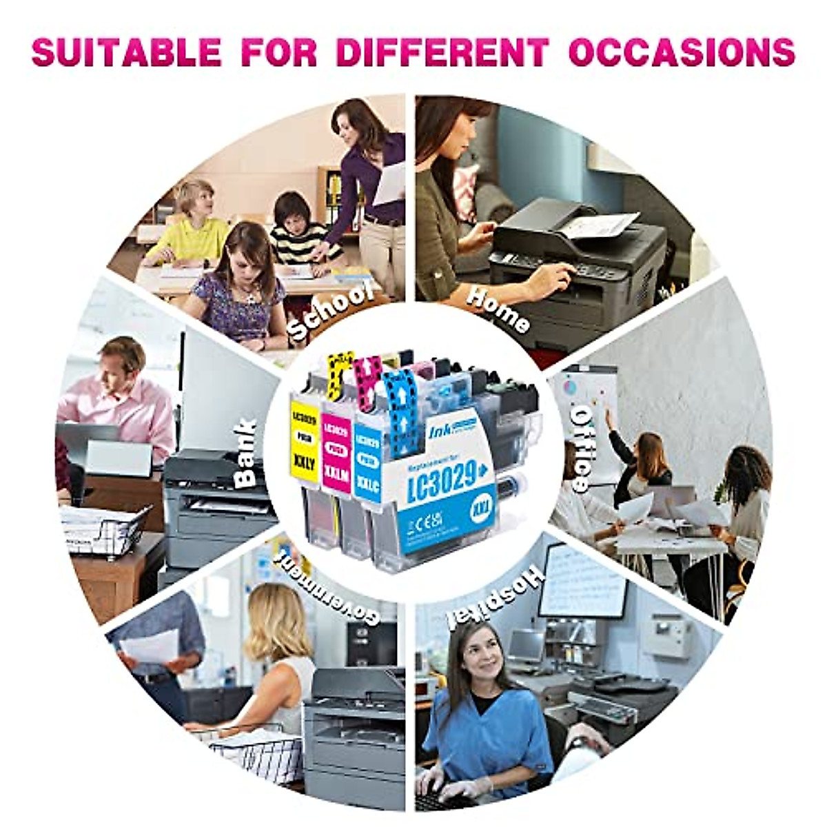 Replacement for Brother LC30293PK LC3029 XXL MFC J5830DW Ink Cartridges 3 Color Pack (LC3029C, LC3029M, LC3029Y) for Brother MFC-J5830DW MFC-J6535DW MFC-J6935DW MFC-J5830DW XL MFC-J6535DW XL Printer