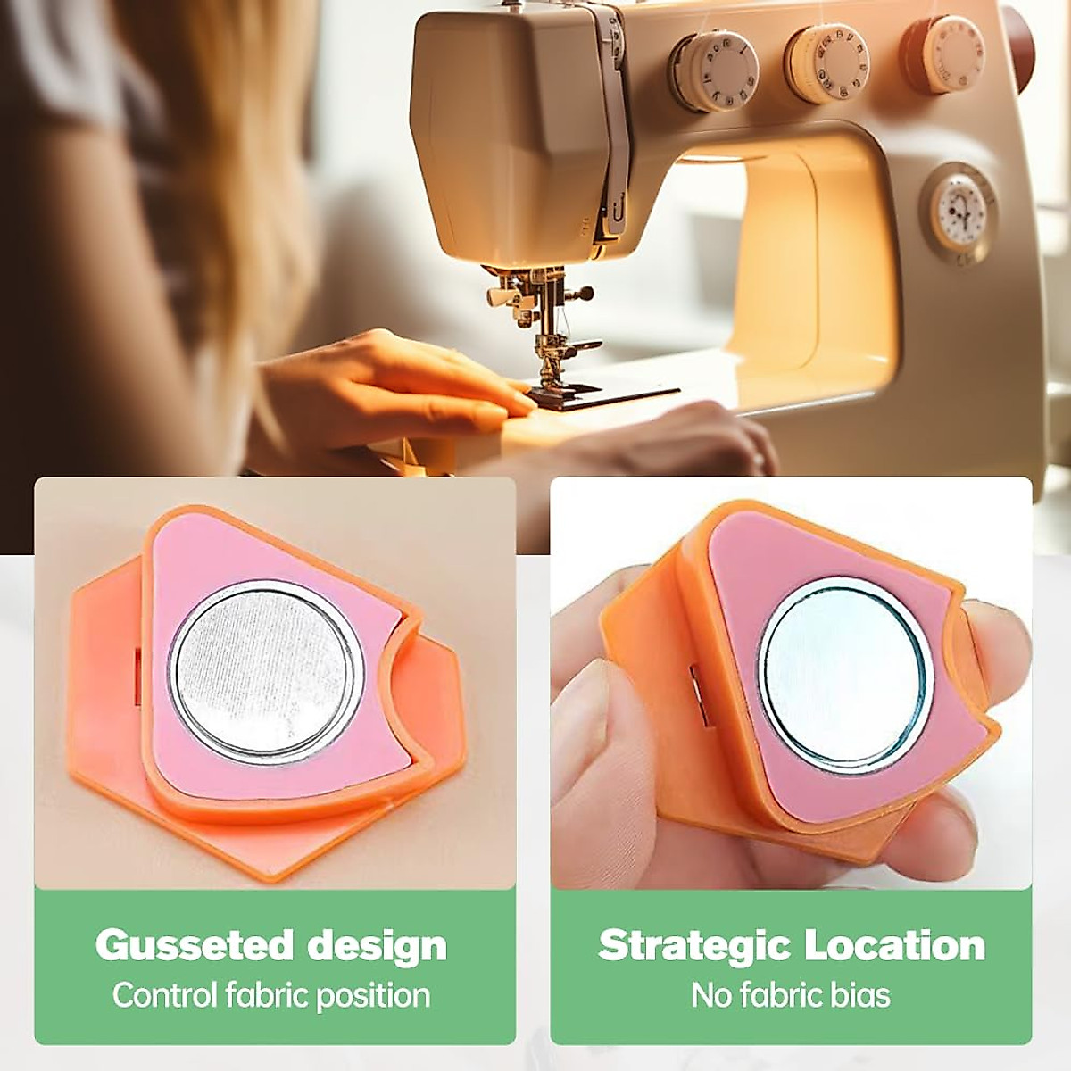 Magnetic Seam Guide for Sewing Machine,2024 Upgraded Multi-Purpose Tool Polygonal Strong Magnetic Gauge,Polygonal Multifucntional Seam Guide Hemmer with Scale,Sewing Accessories Supplies (Orange)