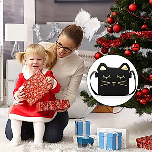 Weewooday 3 Pcs Cat Shoulder Bag Set, Christmas Cute Crossbody Bag Gift Hand Bags with Mini Coin Purse Cat Headband Gifts for Girls (Black)