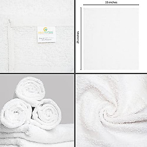 GOLD TEXTILES 24 New White (15x25 Inches) Hotel Hand Towels Cotton Blend Thin Light Weight Quick Drying