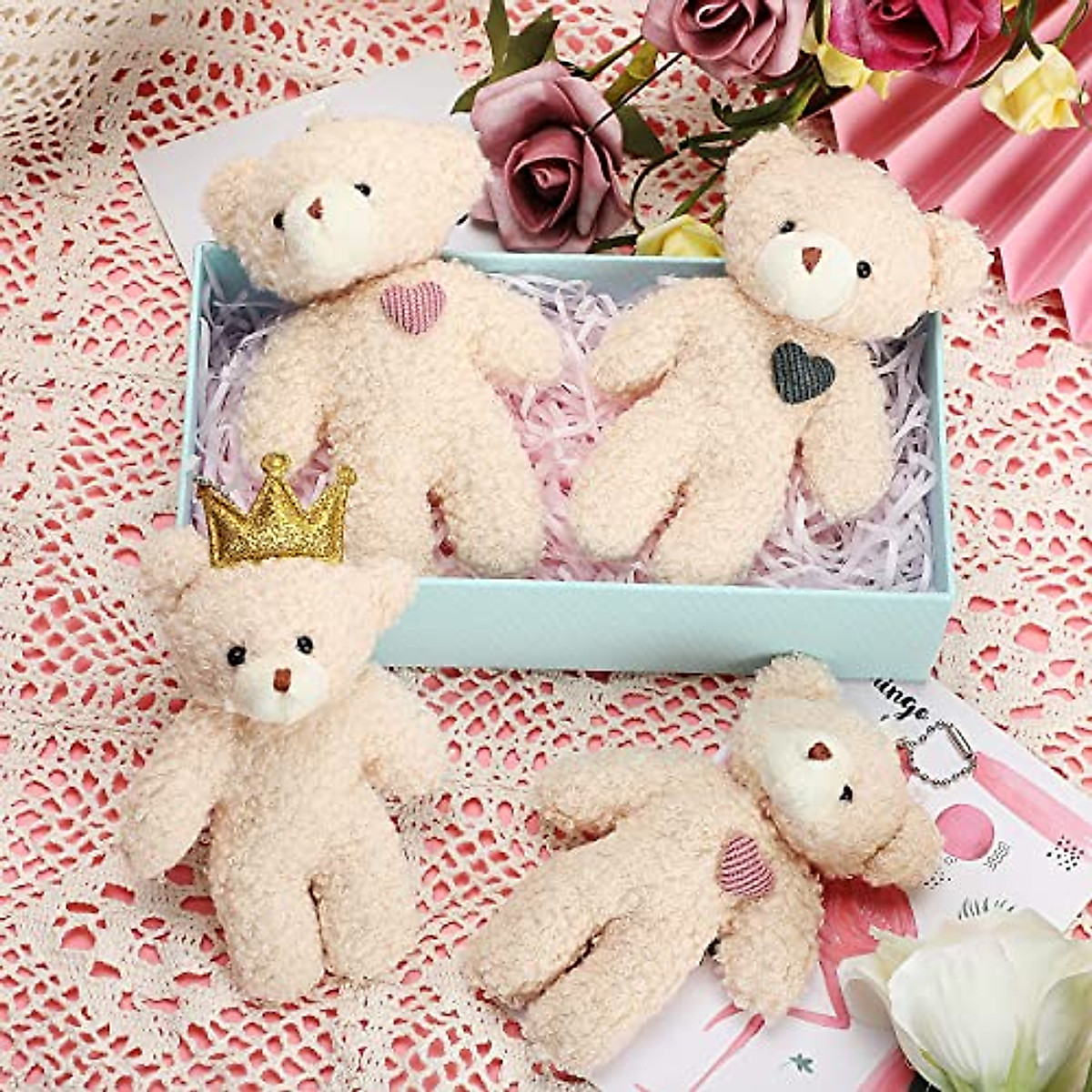 18 Pieces Mini Bear 4.7 Inch Bear Keychain Small Bear Stuffed Animal Jointed Bear Soft Tiny Bear Doll for DIY Keychain Graduation Birthday Wedding Xmas Decorations Party Favor (Mixed Style)