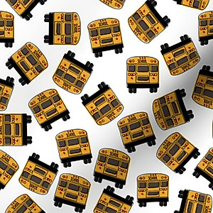 Spoonflower Fabric - Scattered School Bus Education Hand Drawn Teacher Printed on Petal Signature Cotton Fabric Fat Quarter - Sewing Quilting Apparel Crafts Decor