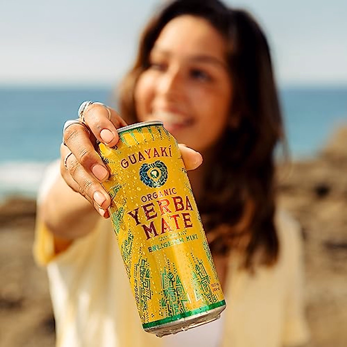 Guayaki Yerba Mate, Clean Energy Drink Alternative, Organic Enlighten Mint, 15.5oz (Pack of 12), 150mg Caffeine