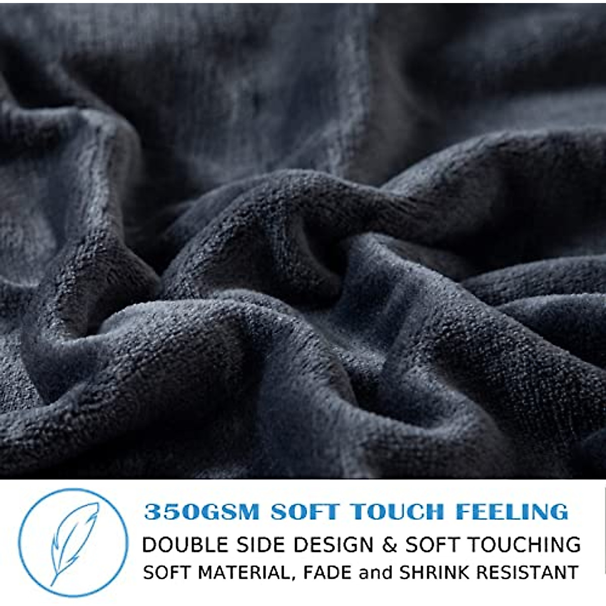 OBOEY Fleece Blanket 350GSM Bed Throw Blankets, Lightweight Microfiber Anti-Static Blanket- 50x60 inches Dark Grey
