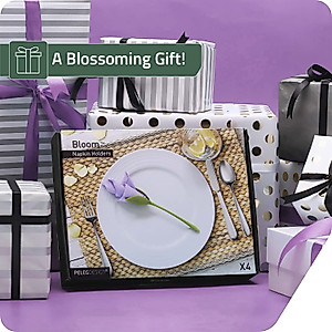 Peleg Design Bloom Napkin Holders for Tables, Set of 4 Green Stemmed Plastic Twist Flower Buds Serviette Holders Plus White Napkins for Making Original Table Arrangements