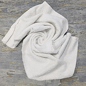 SupremePlus Recycled White Terry Cloth Rags - High Absorbent Terry Towel Cleaning Rags for Cleaning House, Industrial & Workshops, Bulk Shop Rag (10 lbs. Box)
