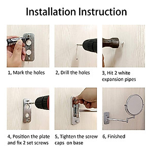 LANSI Wall Mounted Makeup Mirror, 10x/1x Double-Sided Magnifying Mirror, 360° Extendable Arm Bathroom Mirror, 8 inch Vanity Mirror for Makeup or Shaving Chrome Finish