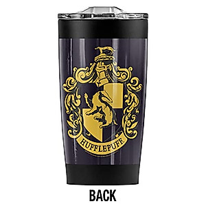 Logovision Harry Potter Hufflepuff Crest Stainless Steel Tumbler 20 oz Coffee Travel Mug/Cup, Vacuum Insulated & Double Wall with Leakproof Sliding Lid | Great for Hot Drinks and Cold Beverages