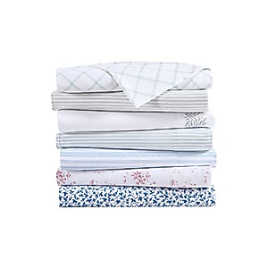 Laura Ashley - King Sheets, Soft Sateen Cotton Bedding Set - Sleek, Smooth, & Breathable Home Decor (Ramona Blue, King)