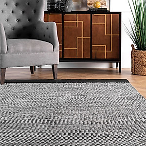 nuLOOM Noura Simple Cotton Flatweave Area Rug, 8x10, Black