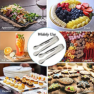 6PCS Ice Tongs Mini Sugar Tongs 4.25Inch Stainless Steel Small Serving Tongs, Small Kitchen Tiny Tongs for Appetizers,Tea Party, Coffee Bar, Desserts by Sunenlyst (Silver)