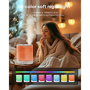 Sponvatt Humidifiers for Bedroom Home,2.5L Top Fill Cool Mist Air Humidifier for Large Room Baby Nursery,Quiet Ultrasonic,With Oil Diffuser and Nightlight,for Plants,Office,Easy to Clean,Auto Shut-Off