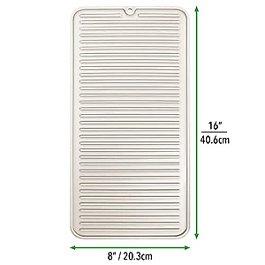 mDesign Silicone Heat-Resistant Hair Care Styling Tool Mat for Curling or Flat Irons, Straighteners on Bathroom Countertop, Raised Edges, Non-Slip, Waterproof, Small, Linelle Collection, Cream