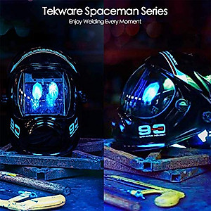 TEKWARE Ultra Large Viewing Screen True Color Solar Power Auto Darkening Welding Helmet, Hemispherical 4C lense, 4 Arc Sensor Wide Shade 4~5/9-9/13 for TIG MIG Arc Weld Grinding Welder Mask