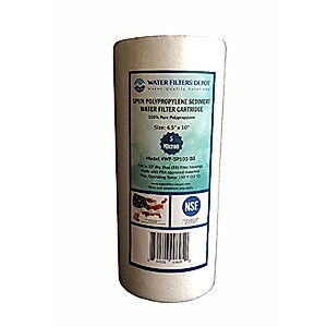 WFD, WF-SP105-BB 4.5"x10" 5 Micron Sediment Water Filter Cartridge, Spun Polypropylene, Fits in 10" Big Blue (BB) Housings of Filtration Systems for Whole House (2 Pack)