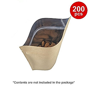 Kraft Stand Up Pouch with Zipper, Notch for Food Storage 5 X 8 X 2.5 inches (4oz) 200 pcs